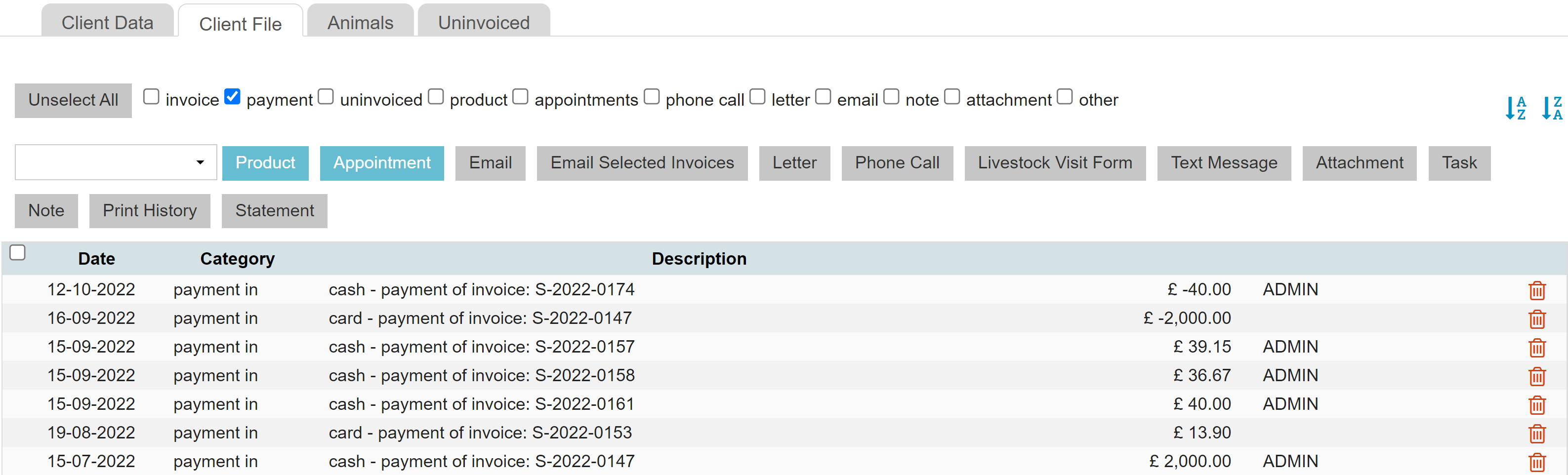 How do I filter specific activities in the client file? – Animana help hub